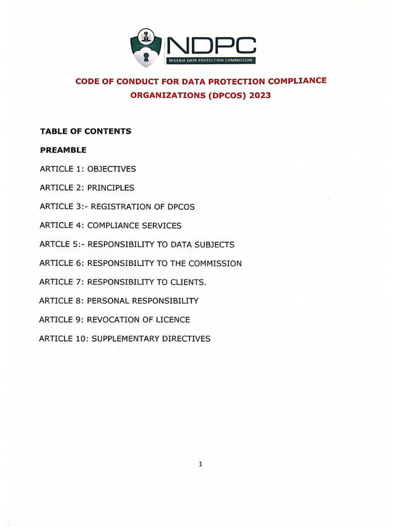Code of Conduct For DPCOs 2023 | PDF