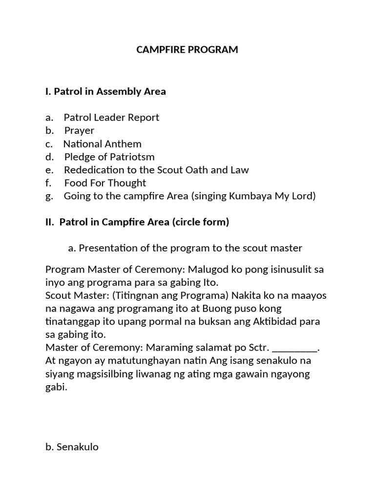 Campfire Program | PDF