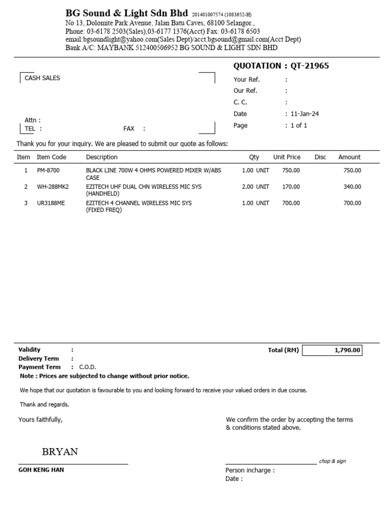 Audio Equipment Quotation | PDF