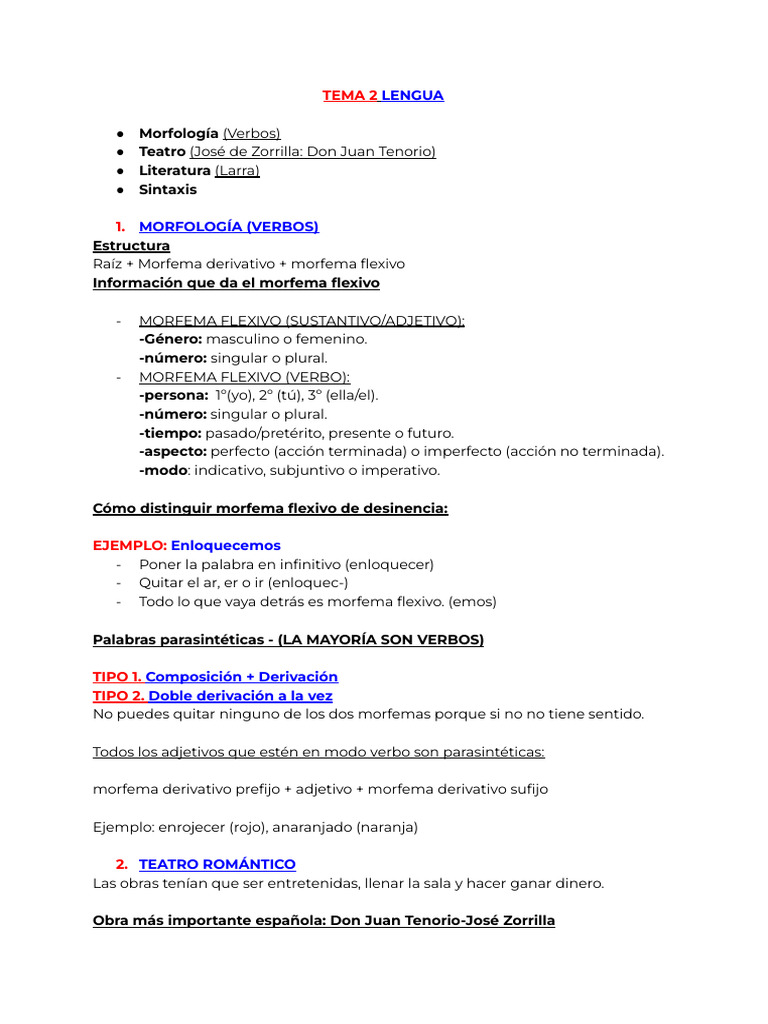 TEMA 2 LENGUA | PDF | Verbo | Asunto (gramática)