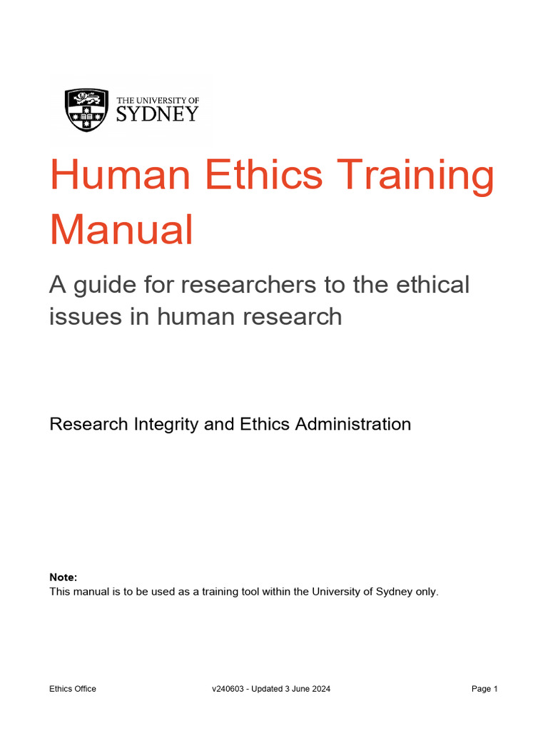 Human Ethics Training Manual at USYD | PDF | Informed Consent | Risk