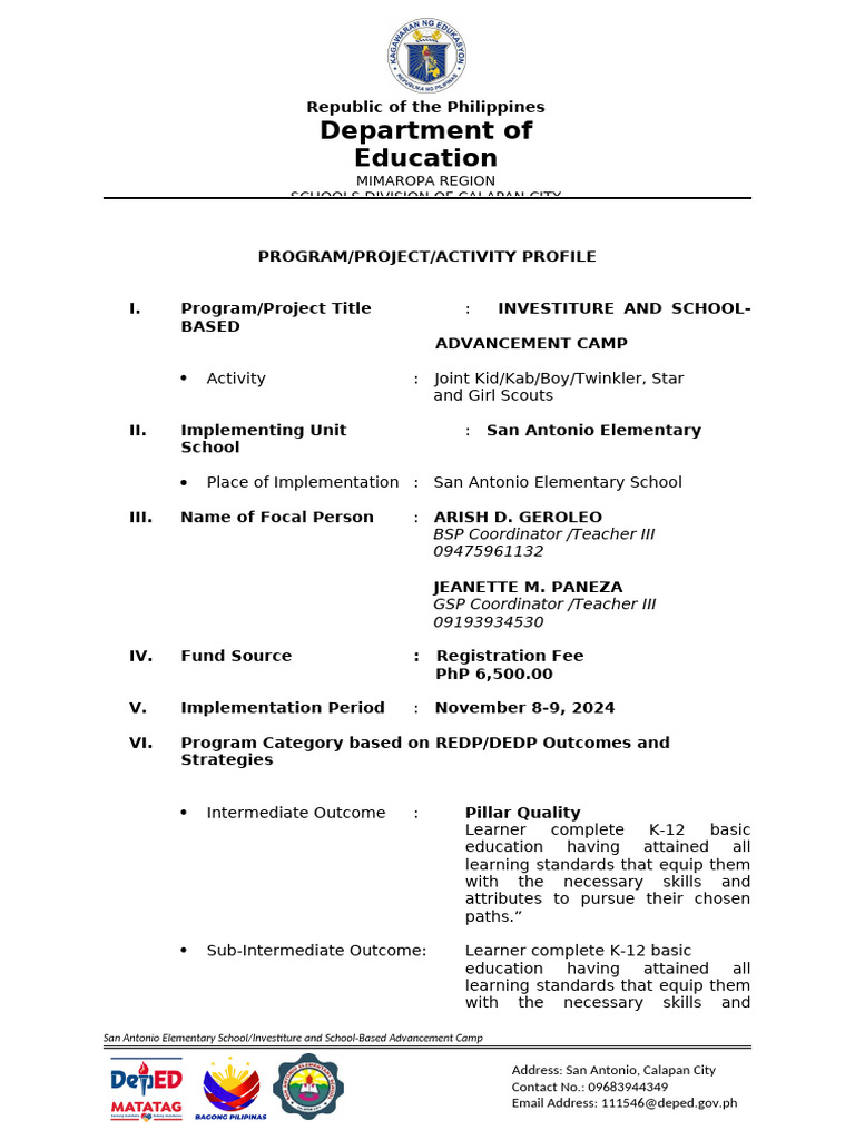BSP-Proposal | PDF | Scouting | Curriculum