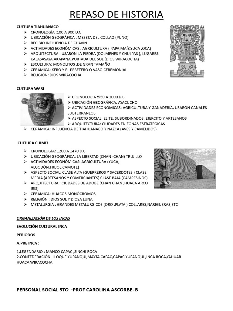 Repaso Personal Social 5to | PDF | Imperio Inca | Perú