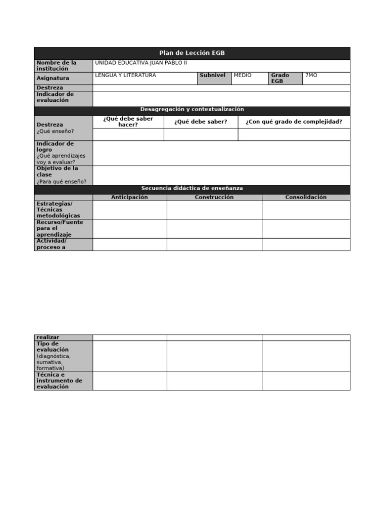 Matriz_Plan de lección | PDF | Evaluación | Enseñando