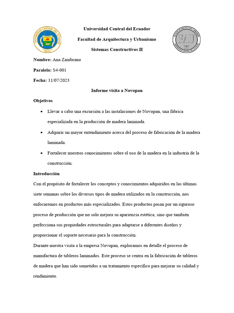 Informe Novapan | PDF | Madera | Fábrica