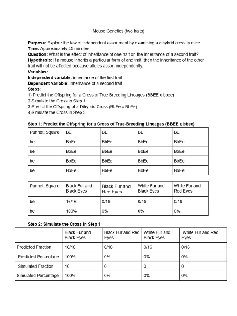 Mouse Genetics (Two Traits) | PDF | Biological Evolution | Evolutionary ...