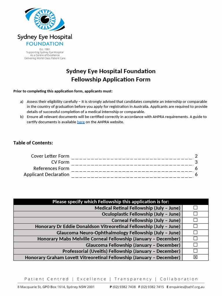2023 Fellowship Application Form | PDF | Health Care