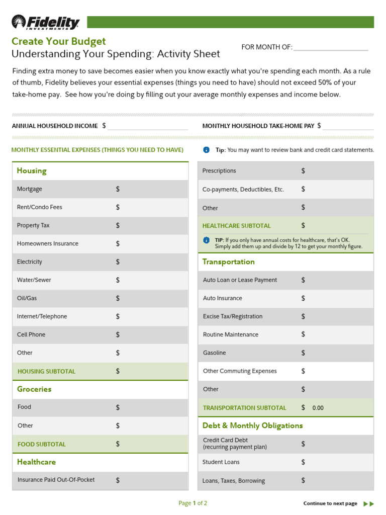 CreateYourBudget ActivitySheet | PDF | Expense | Debt