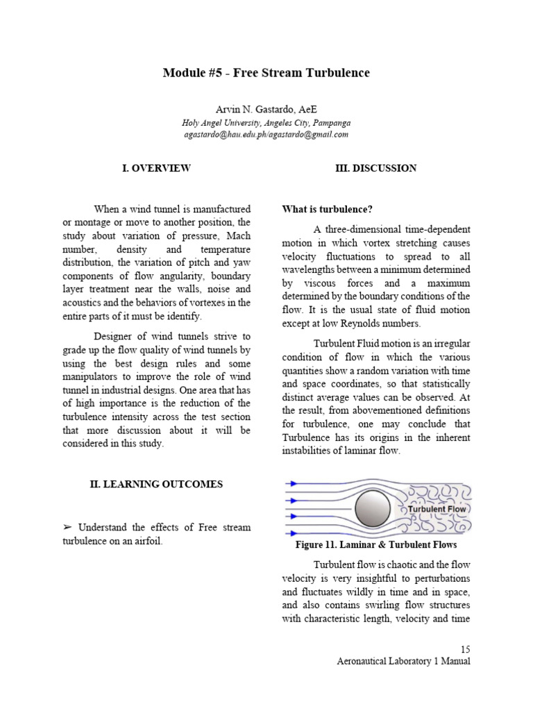 Aero Lab 1 Module 5 Free Stream Turbulence | PDF | Turbulence | Fluid Dynamics