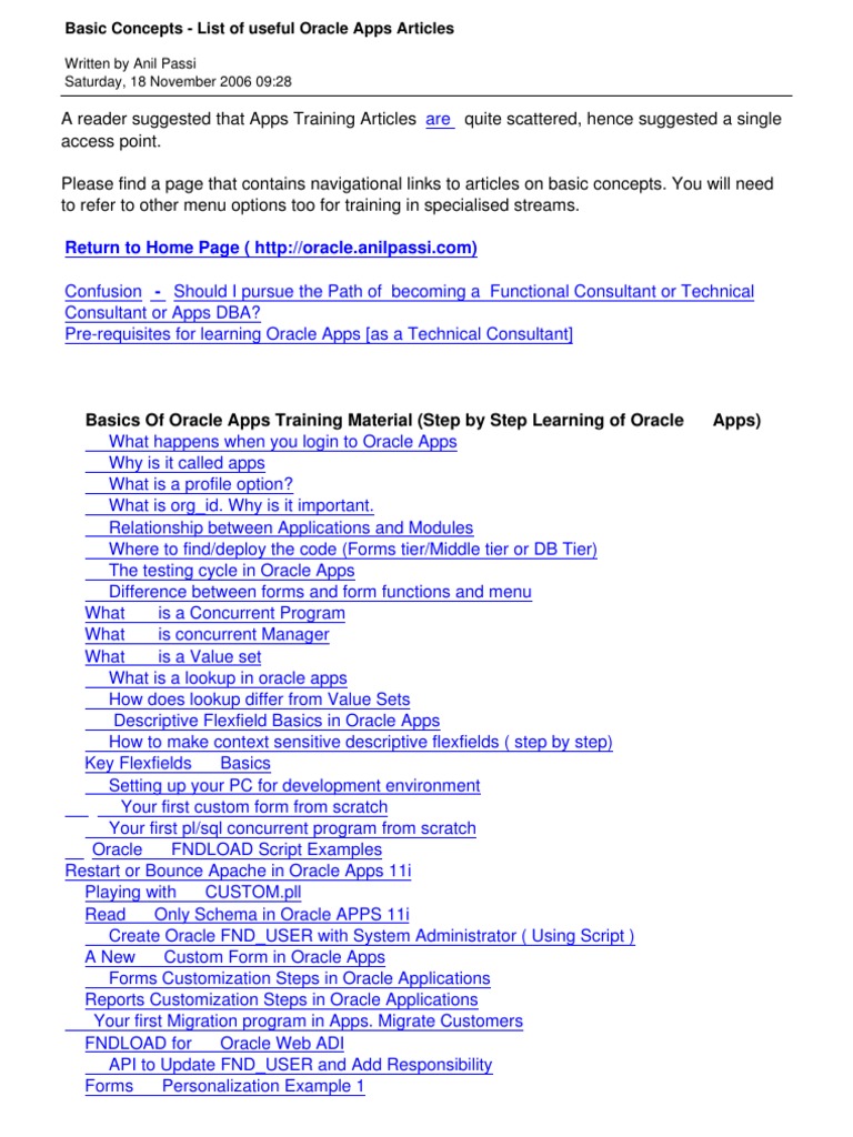 Basic Concepts List of Useful Oracle Apps Articles 2 | PDF | Oracle ...