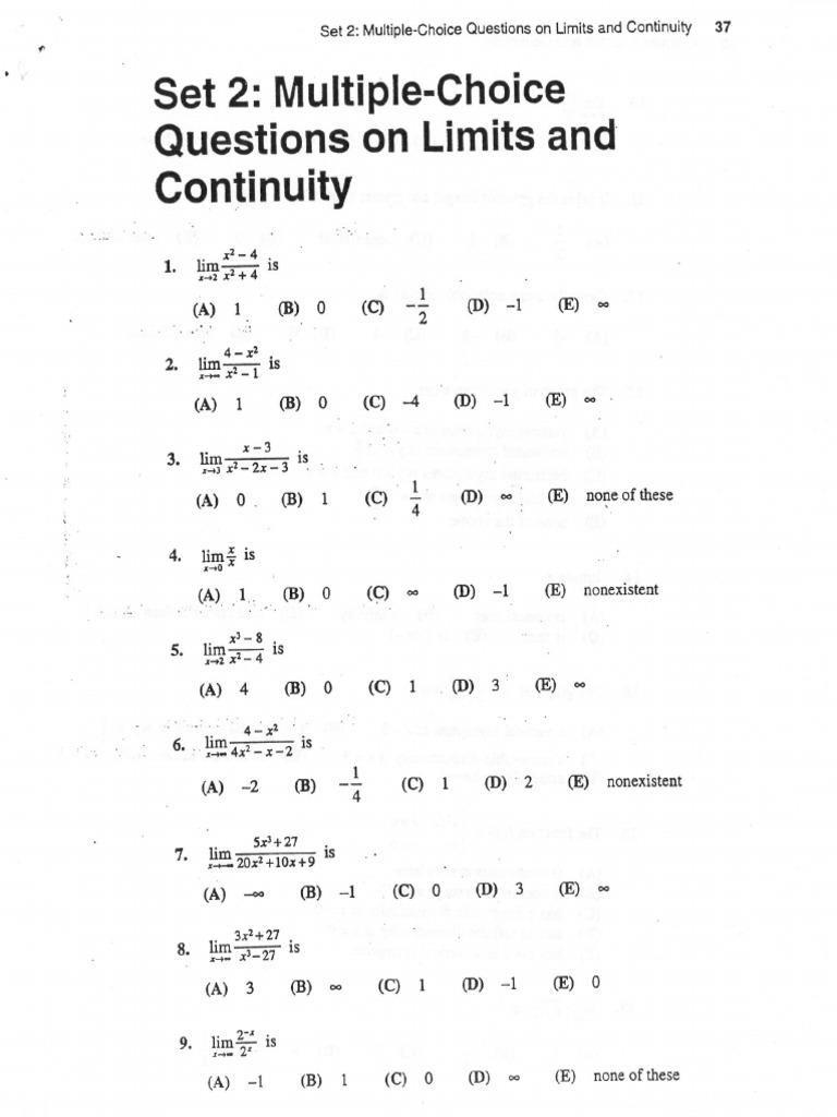 After test worksheet--mc limits and continuity | PDF
