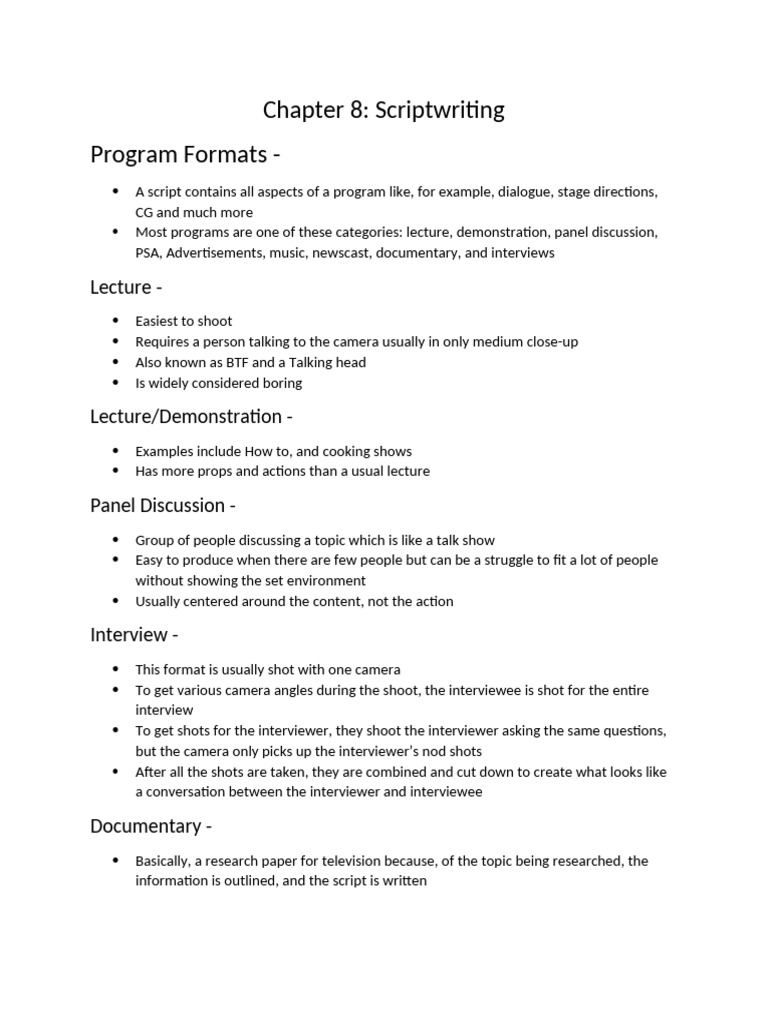 Chapter 8 Outline | PDF | Interview | News Broadcasting