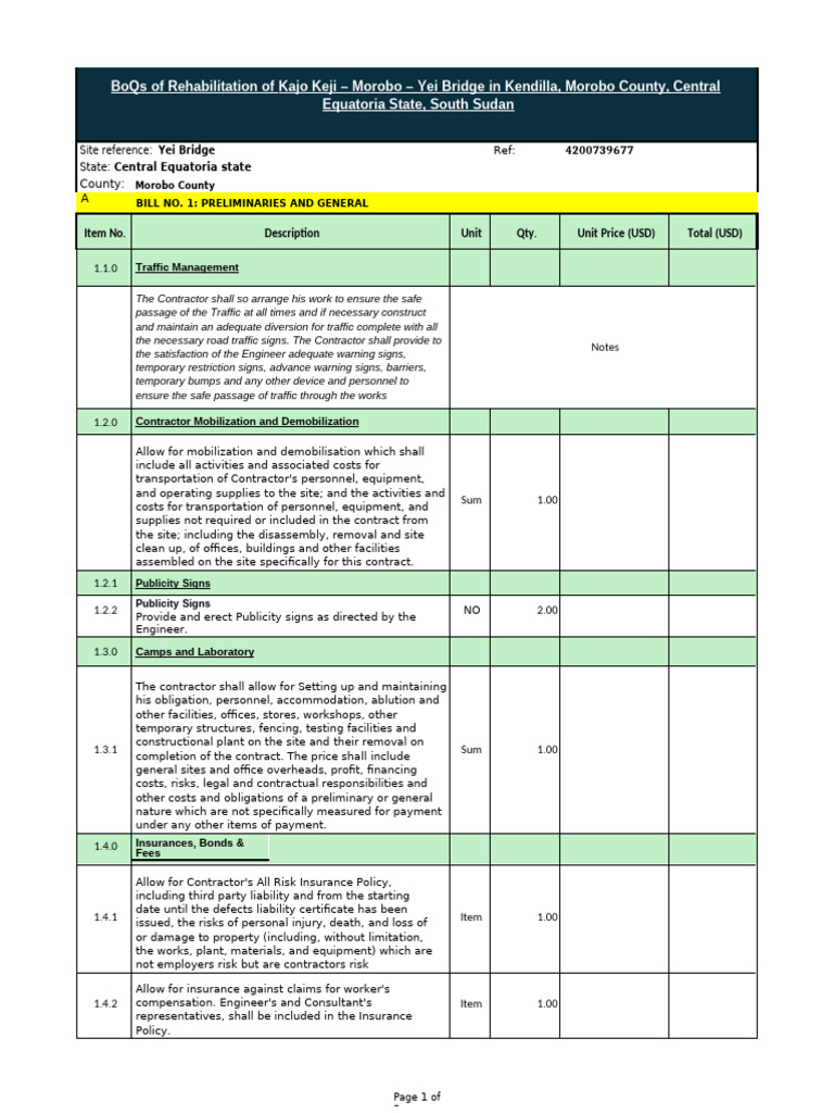 Boq Bridge Rehabiliation 4200739677 | PDF | Insurance | Concrete