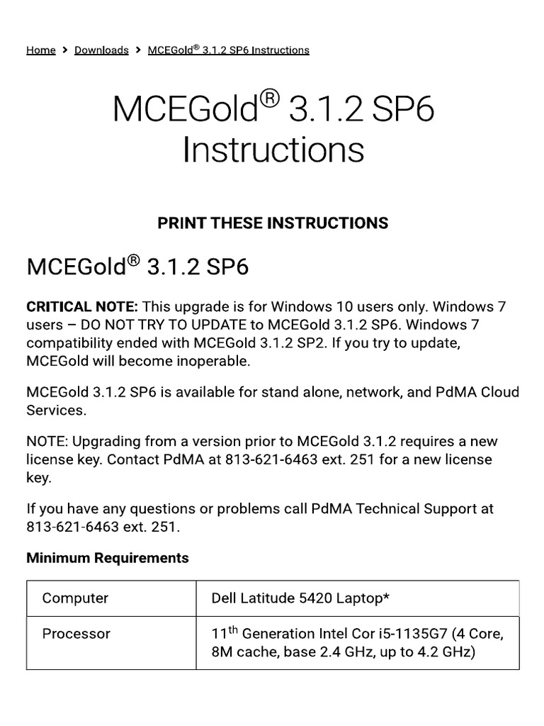 MCEGold 3.1.2 SP6 Instructions | PDF