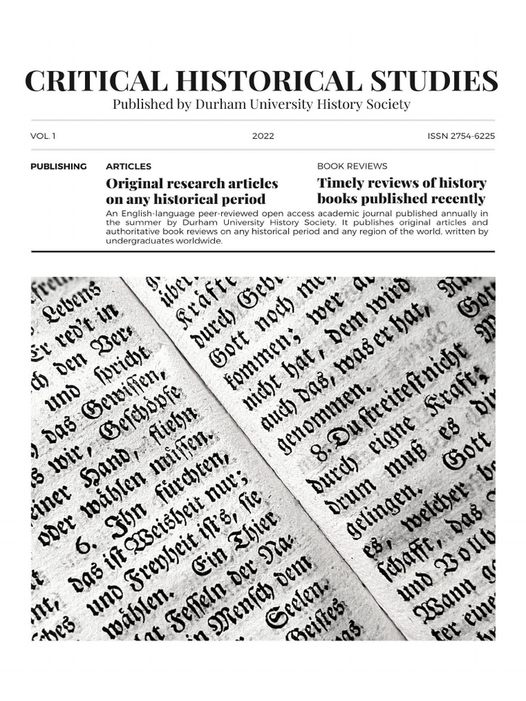 Critical Historical Studies Vol.1 (2022) | PDF | Historiography ...