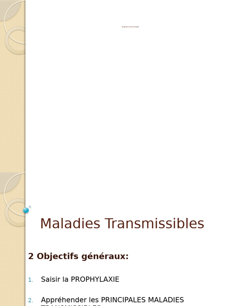 Support de Cours (1ere Séance) - Maladies Transmissibles - 1er Axe - La ...