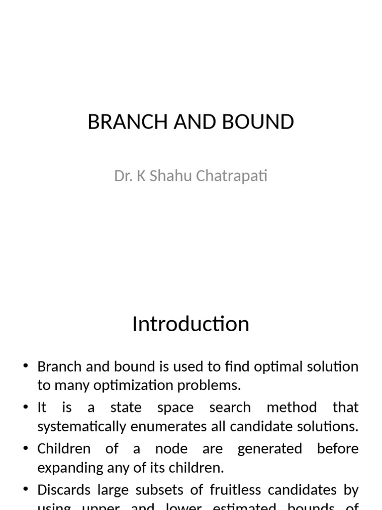 Branch And Bound Pdf Applied Mathematics Algorithms And Data Structures