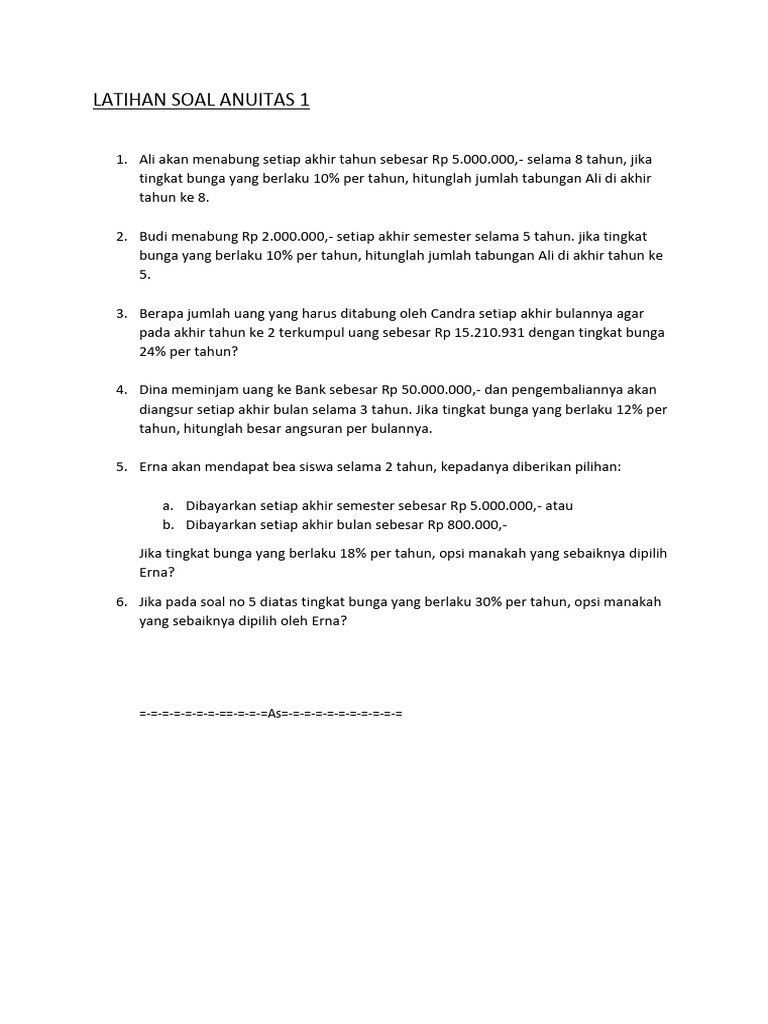 Latihan Soal Anuitas dan Bunga | PDF