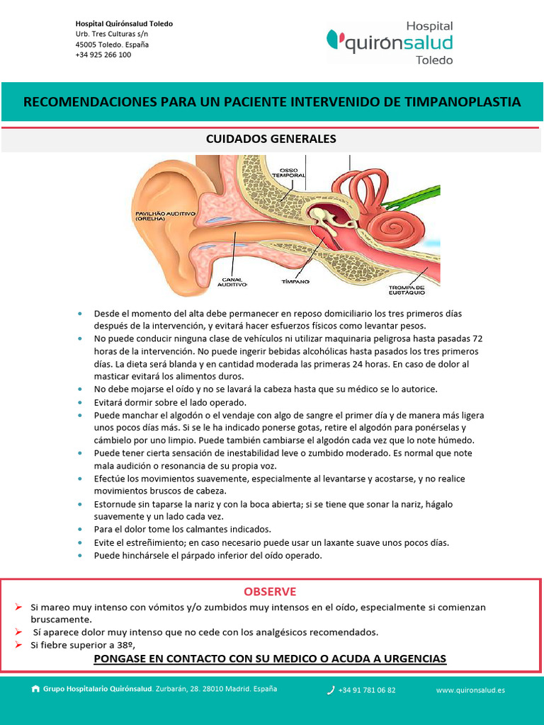 TIMPANOPLASTIA | PDF | Enfermedades y trastornos | Especialidades Medicas
