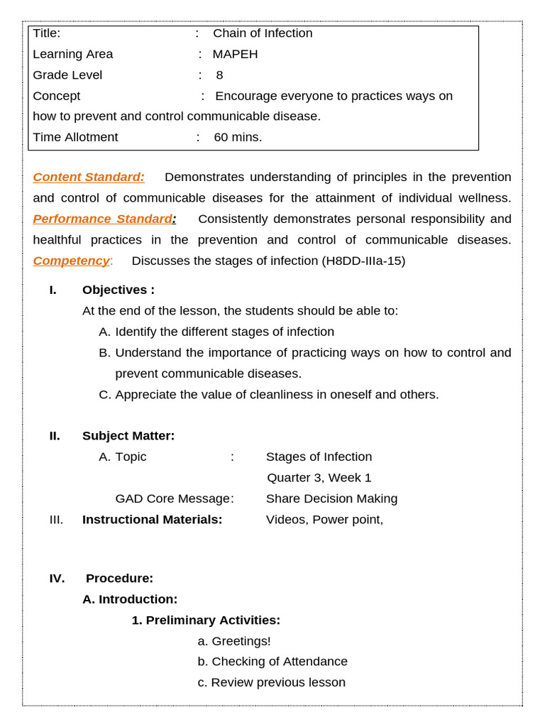 LBS Lesson-Plan-with-GAD-Integration | PDF | Infection | Teachers