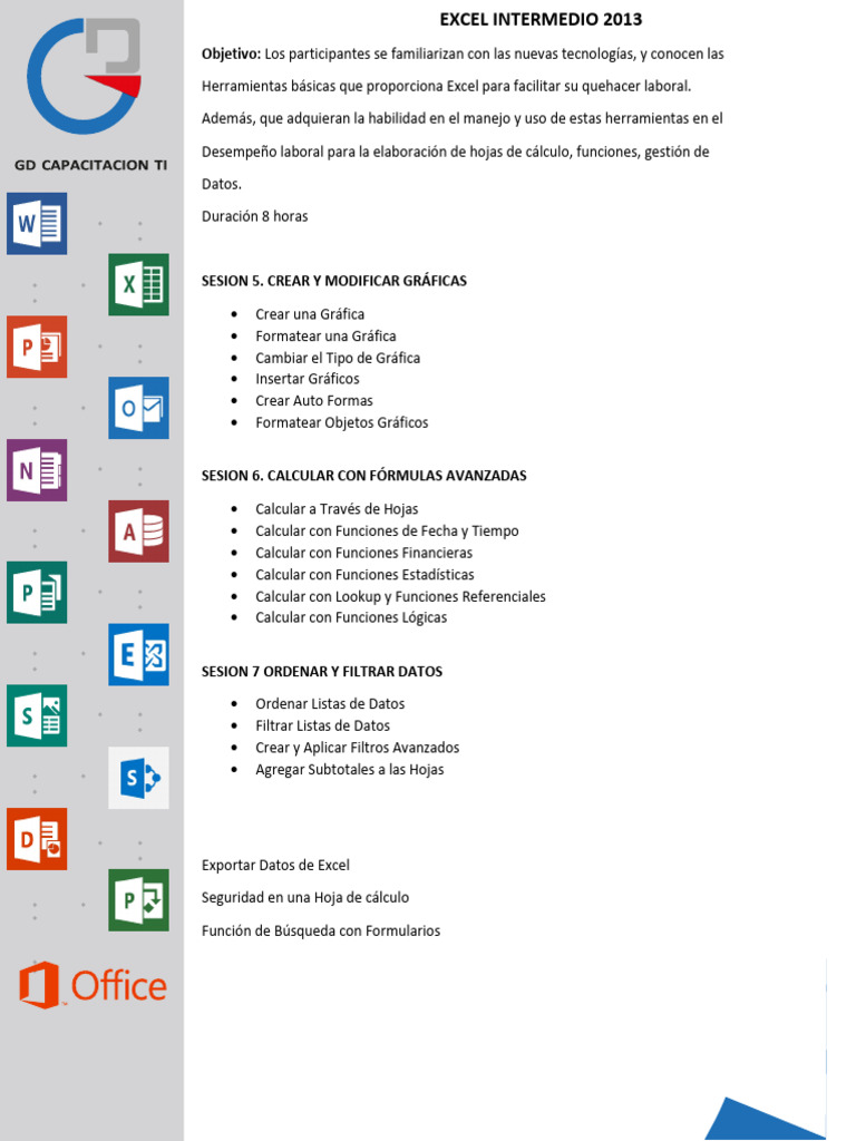 Temario Curso de Excel Intermedio | PDF