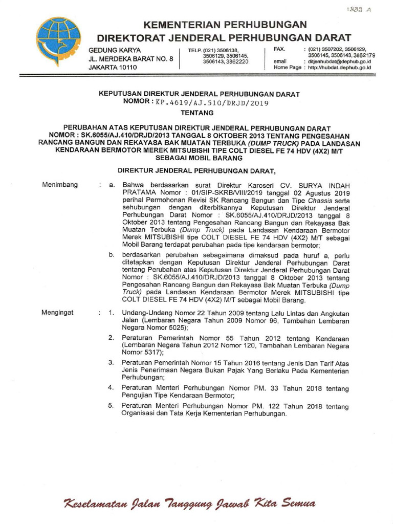 KP.4294AJ.510DRJD2019 Pedoman Normalisasi Kendaraan Bermotor, Kereta ...