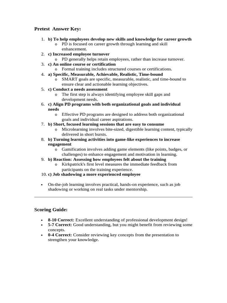 Pre and Post Key To Correct | PDF | Mentorship | Learning