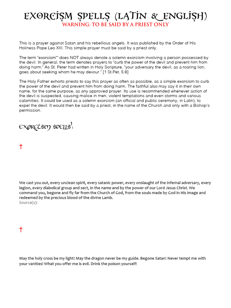 Exorcism Spells Latin and English | PDF | Exorcism