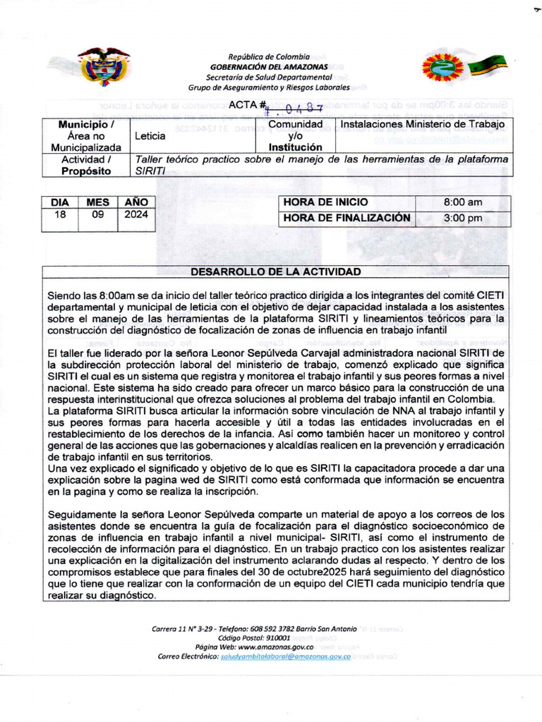 ACTA 0487 Taller Teorico Practico Manejo de Herramientas de La ...