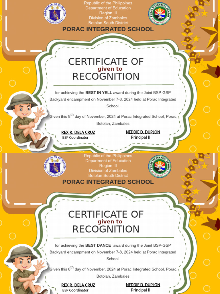 Boyscout-Girlscout Certs | PDF | Philippines | Scouting