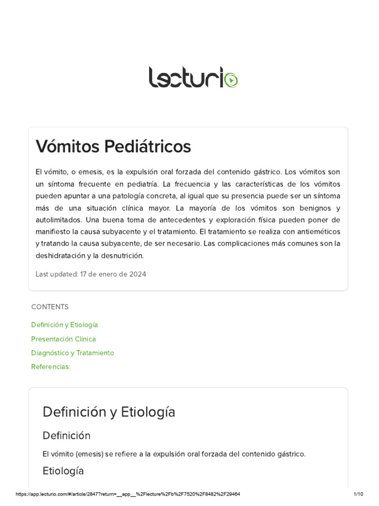 Vómitos Pediátricos - Lecturio | PDF | Vómitos | Deshidración