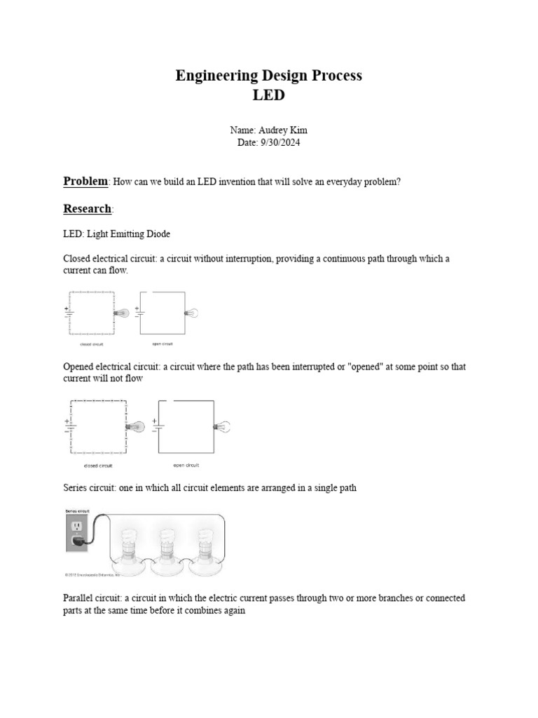 Audrey Kim - Engineering Design Process | PDF | Switch | Light Emitting ...