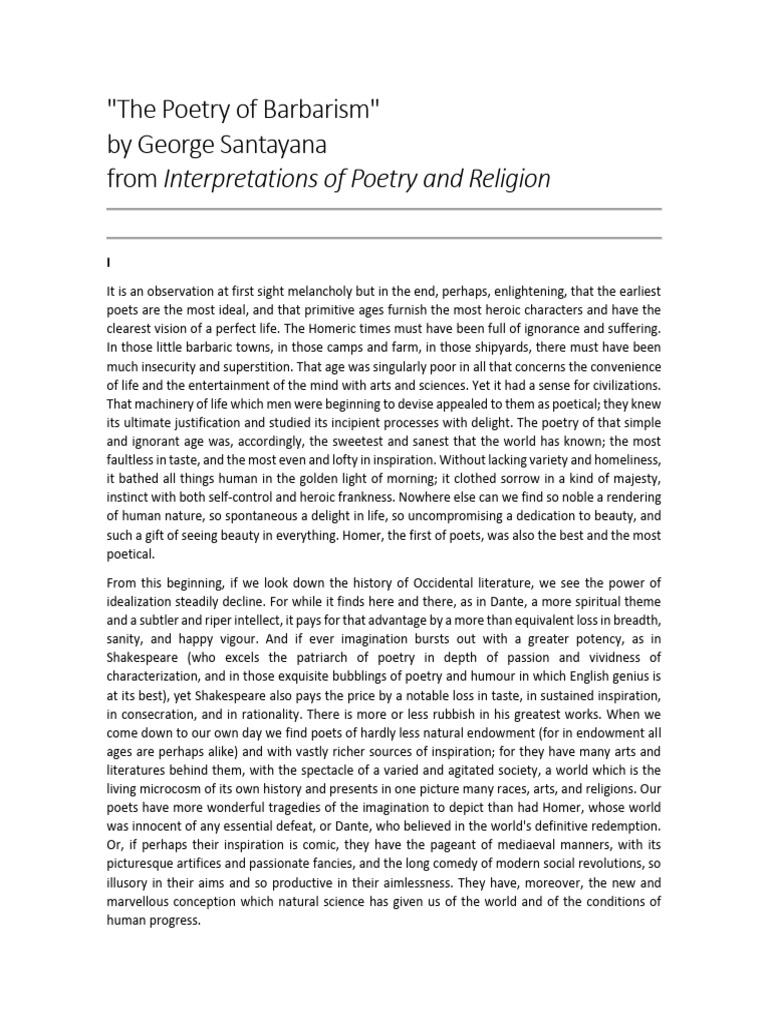 The Poetry of Barbarism | PDF | Reason | Mind