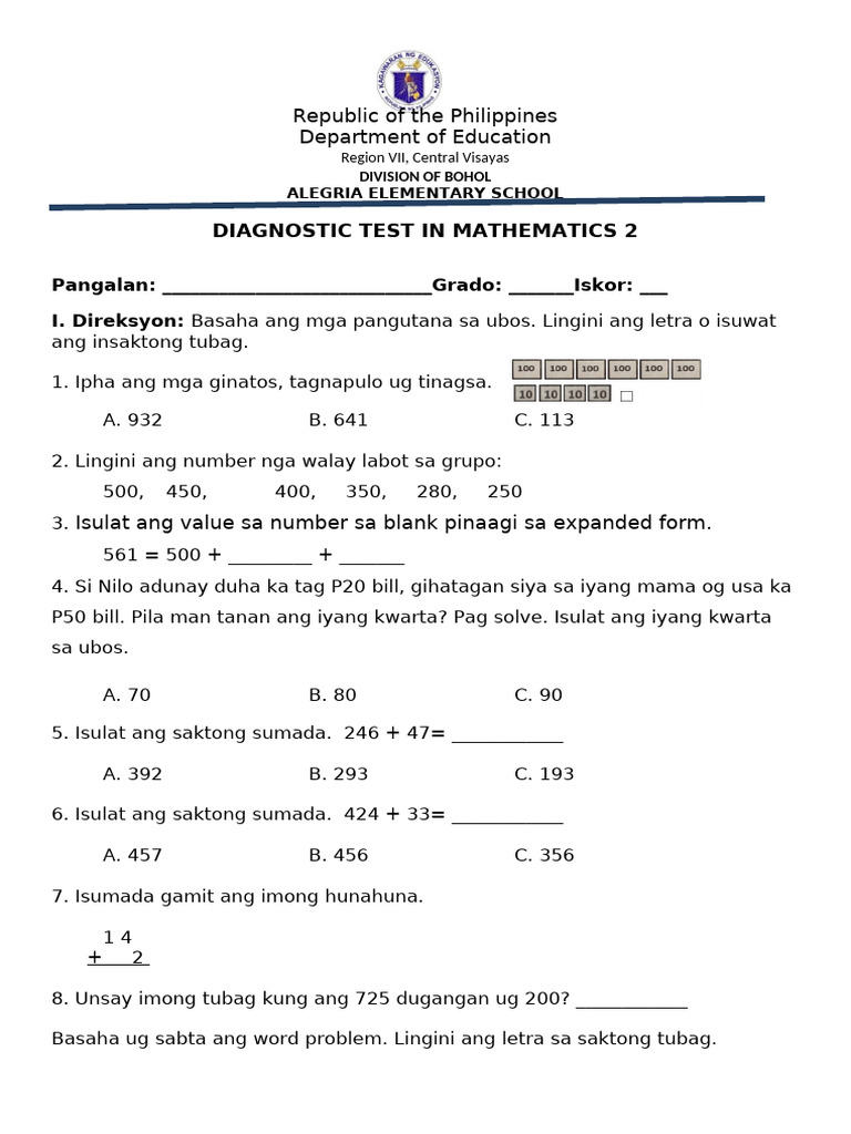 Math Diagnostic | PDF