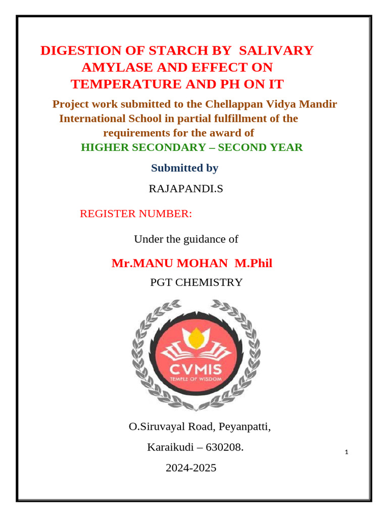 raja chem | PDF | Digestion | Saliva