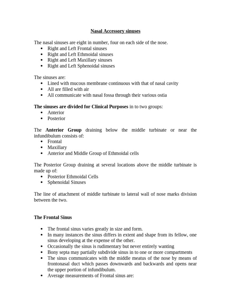 Overview of Nasal Accessory Sinuses | PDF | Human Nose | Rhinology