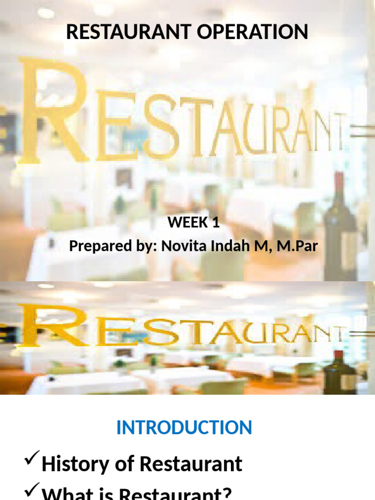 Restaurant Operations Overview Guide | PDF | Waiting Staff | Restaurants