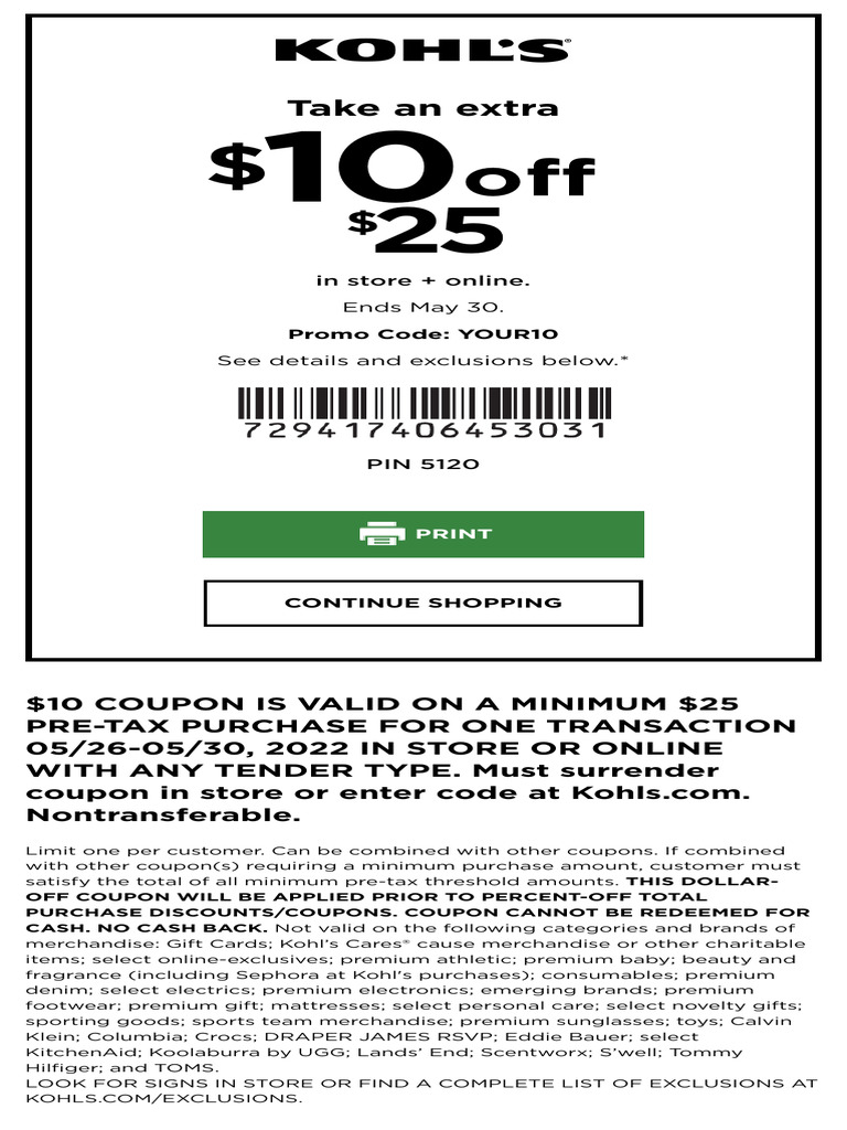 Kohl's Print Pass | PDF