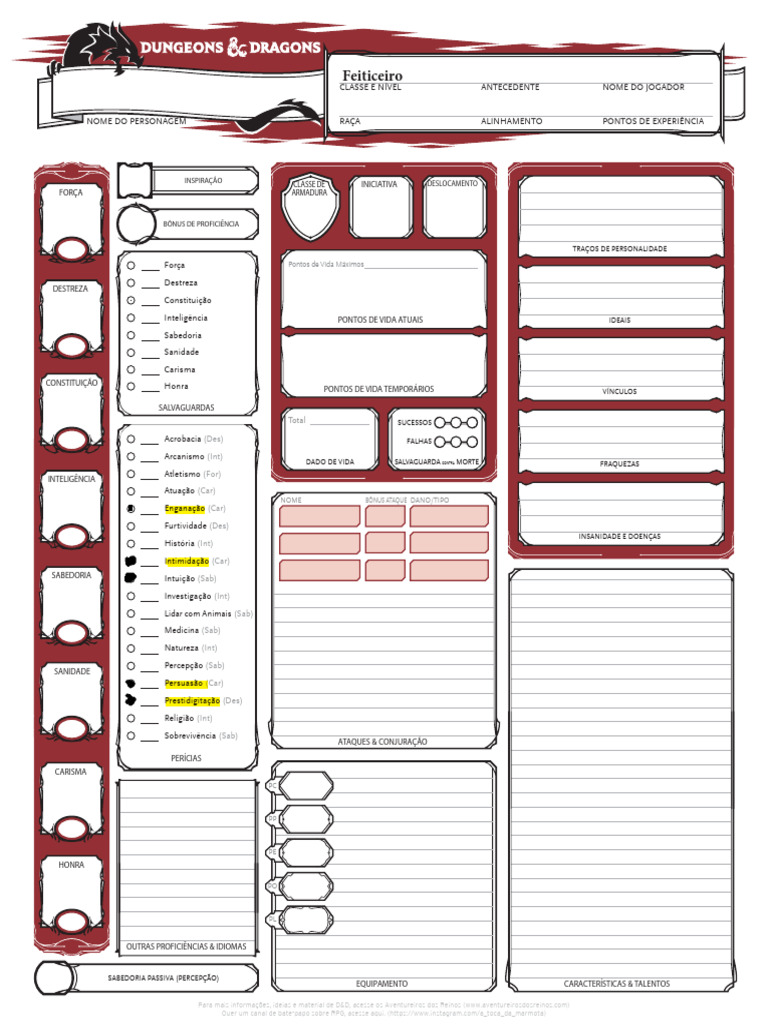 Feiticeiro Completa e Preenchivel | PDF