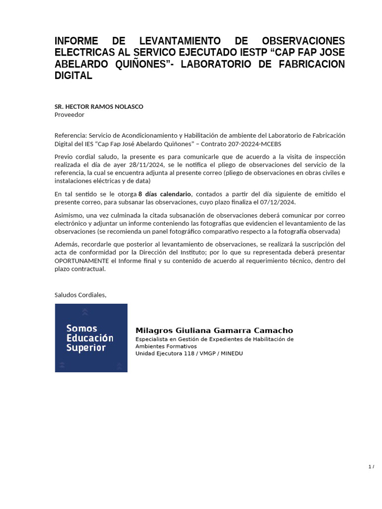 LEVANTAMIENTO DE OBSERVACIONES QUIÑONES | PDF