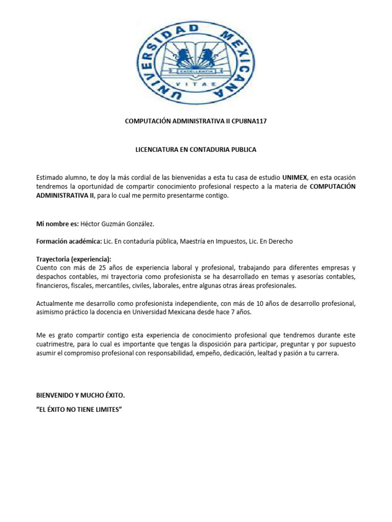 PRESENTACION COMPUTAC. ADMITIVA II CPU8NA117 | PDF