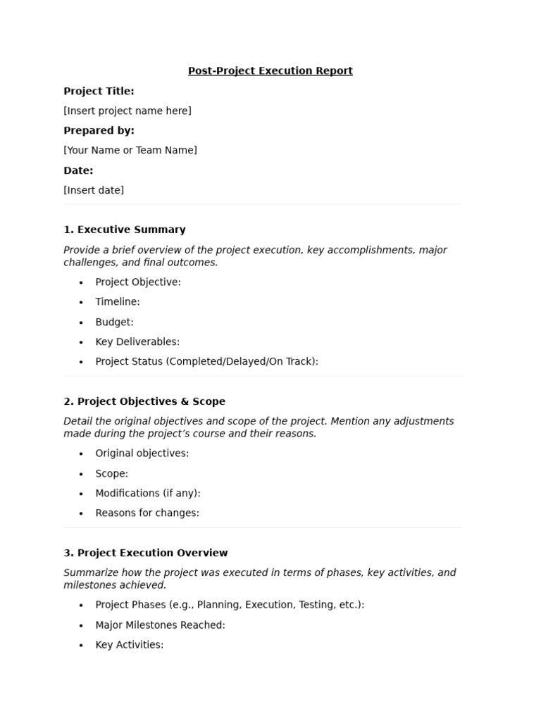 Post-Project Execution Report | PDF