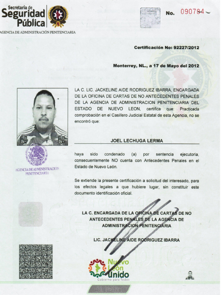 Carta Antecedentes Penales | PDF