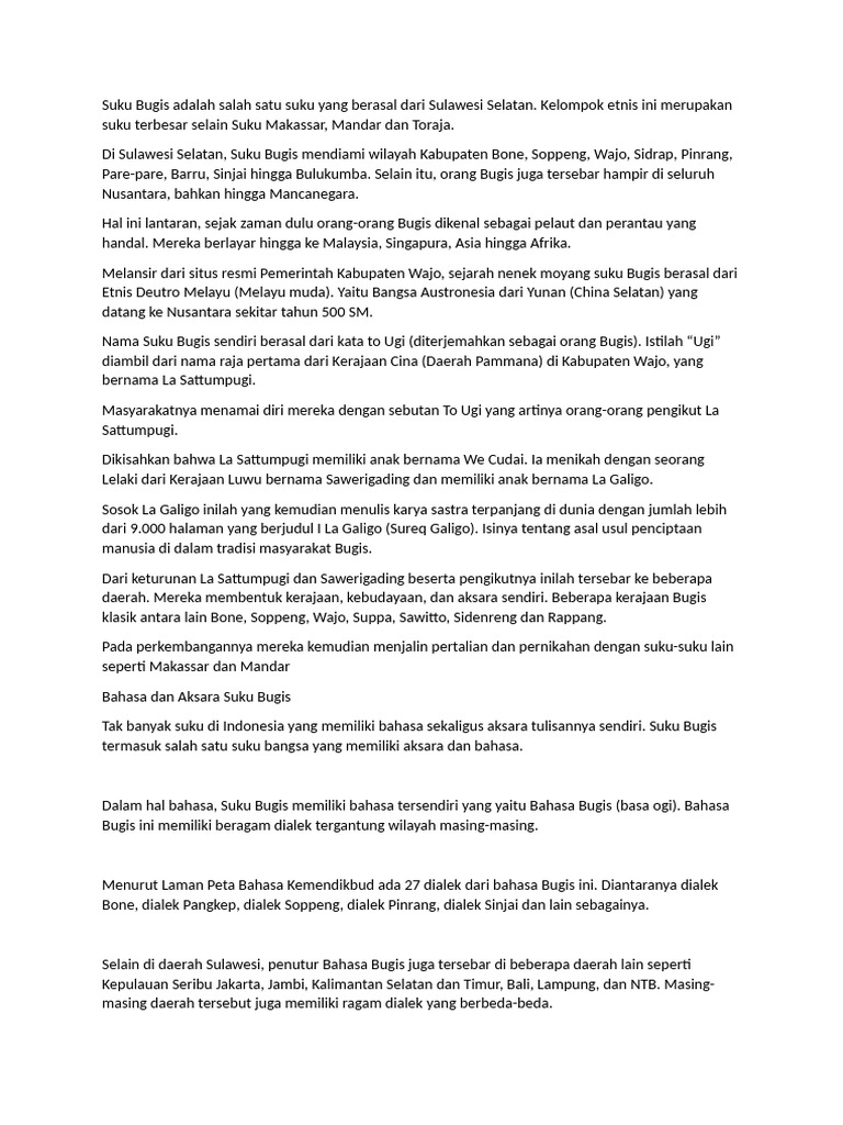 Pengertian Bahasa Bugis | PDF