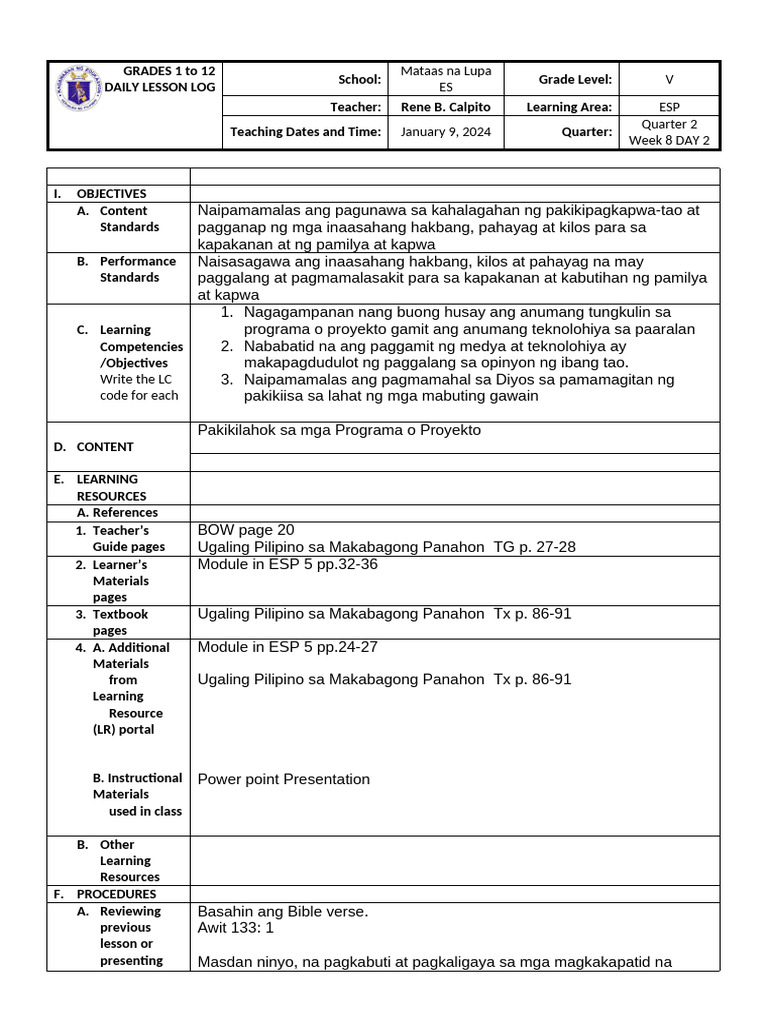 Q2_DLL_ESP-WEEK-8-DAY-2-COT | PDF