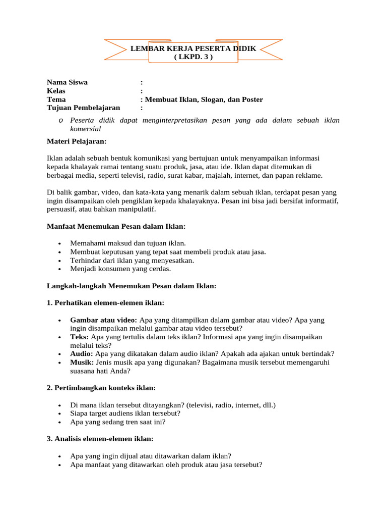 LKPD Iklan 3 | PDF