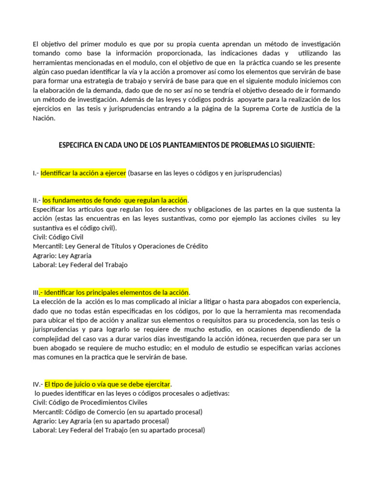 Ejercicios Modulo 1 | PDF | Ley procesal