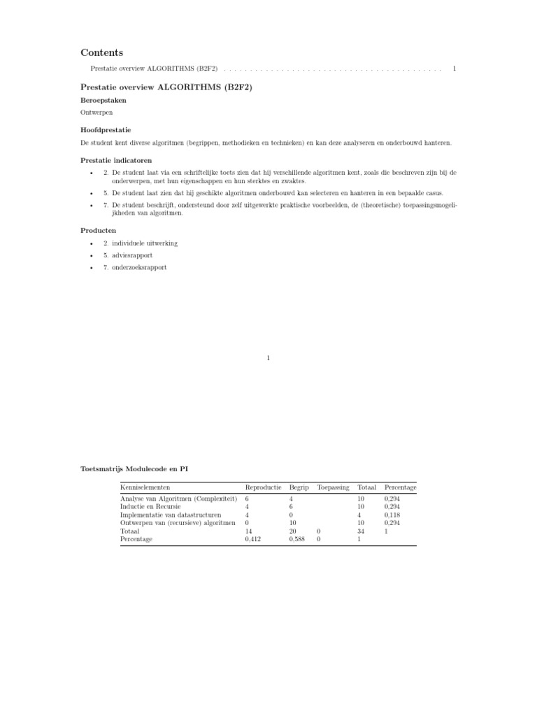 prestatieoverview B2F2 | PDF