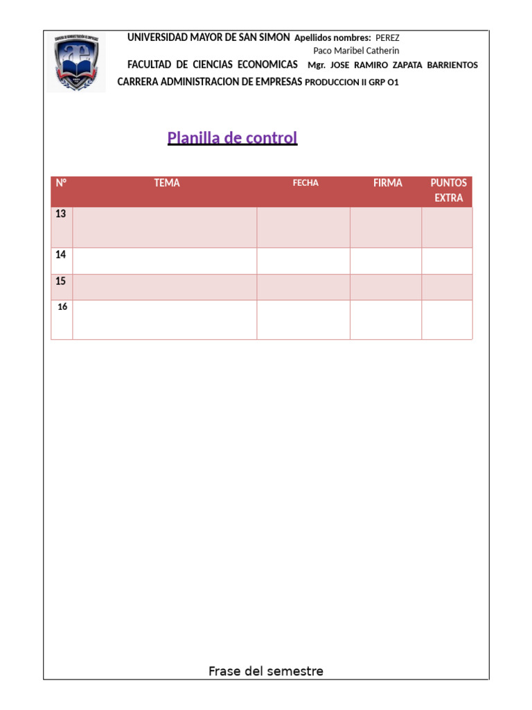 Planillas de Control | PDF