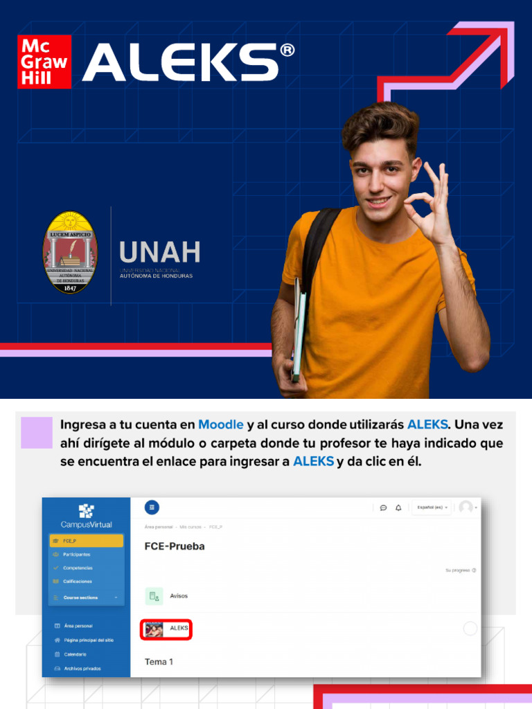 Guia de Registro Aleks-moodle Alumnos Unah Feb24 | PDF